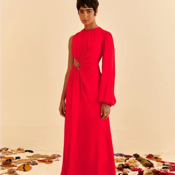 FARM Rio | Dresses | Farm Rio Red One Shoulder Maxi | Poshmark